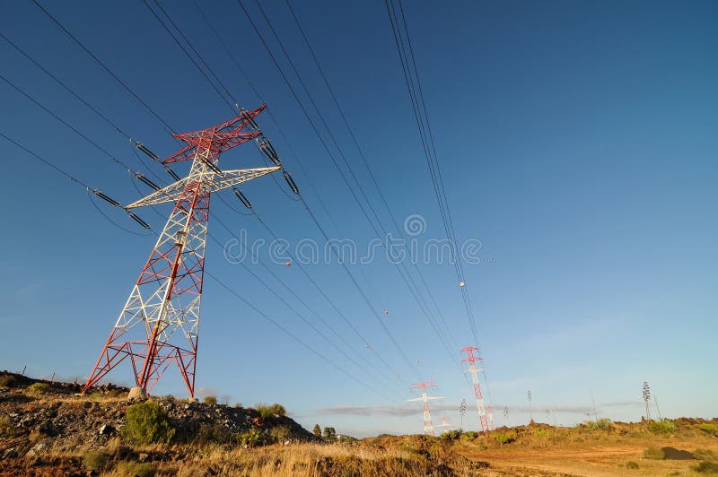 Energy Electricity Power Pylon in a Countryside Stock Image - Image of ...