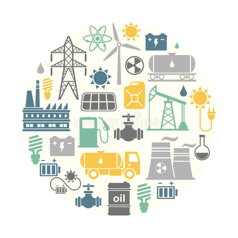 Energy Electricity Power Vector Round Shape Background Stock ...