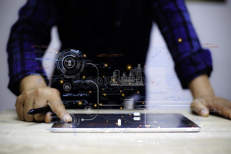 Energy EV Car Concept. Engineer is Analyzing Electric Car Information ...