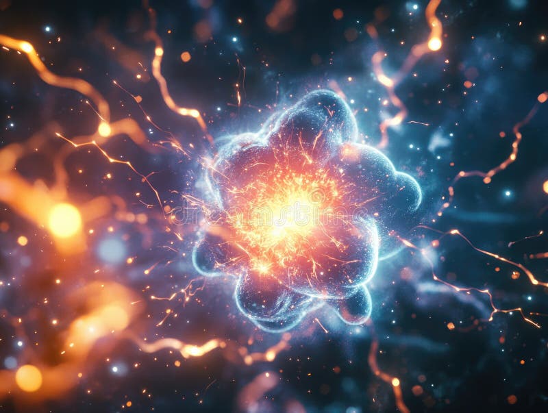 Energy Explosion in Atom Nucleus Stock Photo - Image of energy ...