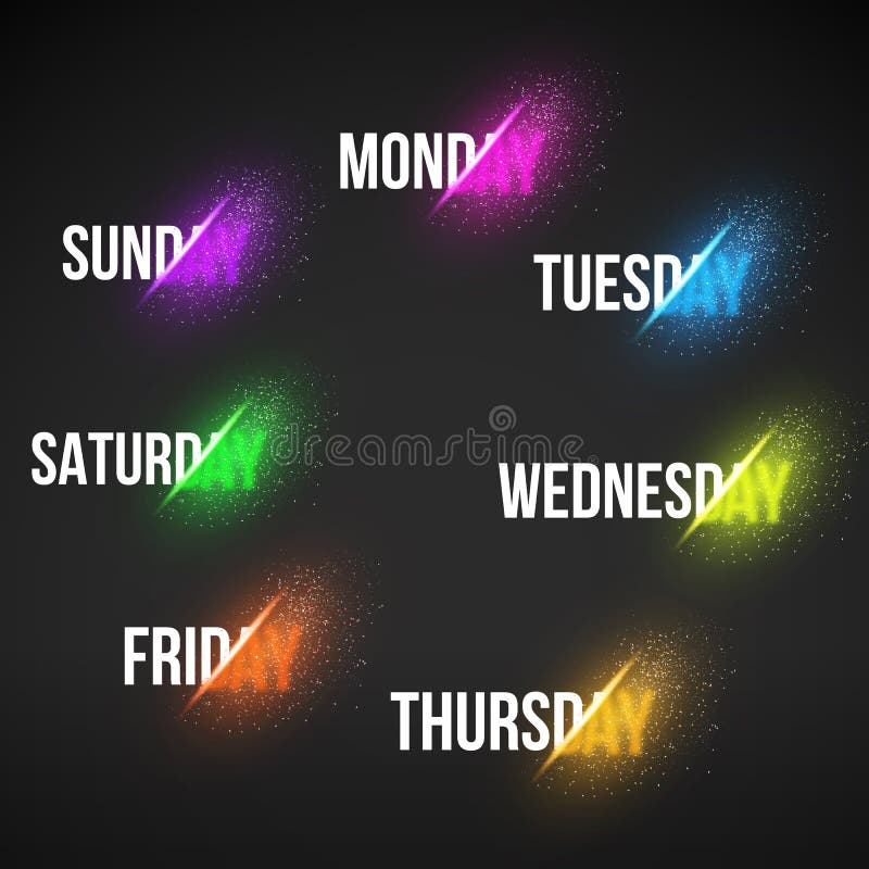 Calendar Week Days with Vector Explosion Effect. EPS10 Vector Ca Stock ...