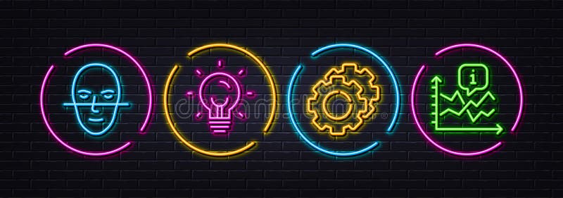 Energy, Face Recognition and Settings Gears Minimal Line Icons. for Web ...