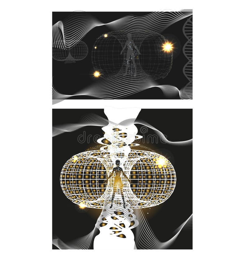 Energy Field Illustration 3d Render Man Woman Inside Spiral X-ray Stock ...