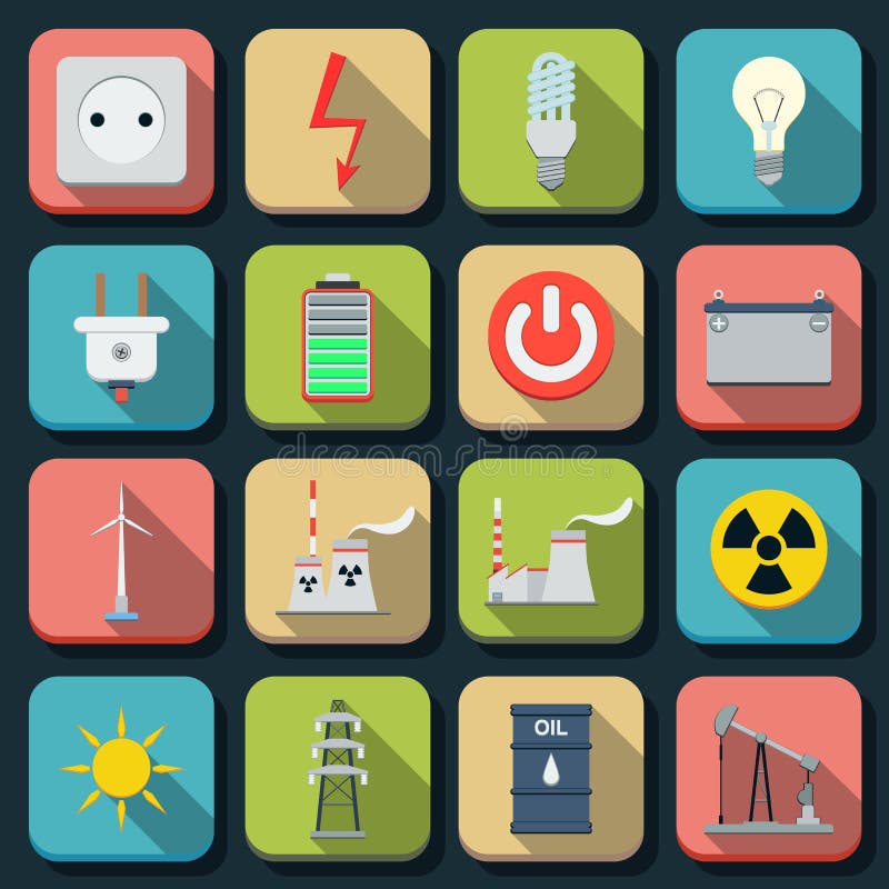 Energy flat vector icons stock vector. Illustration of socket - 39042856