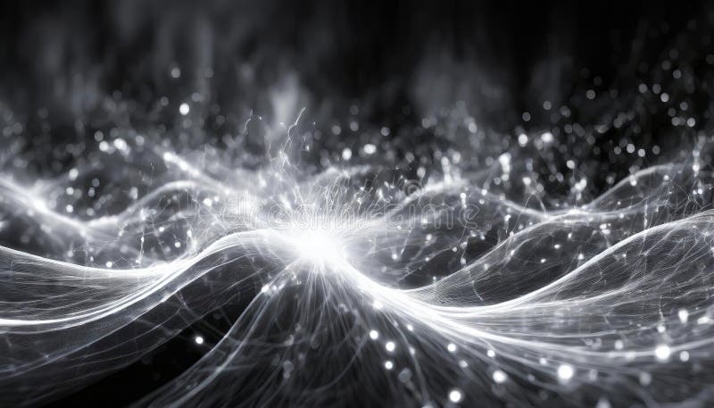 Energy Flow Abstract Background White Glowing Electric Particles, Smoke Effects Stock ...