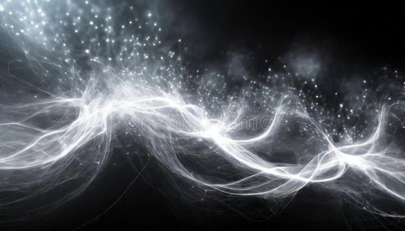 Energy Flow Abstract Background White Glowing Electric Particles, Smoke ...