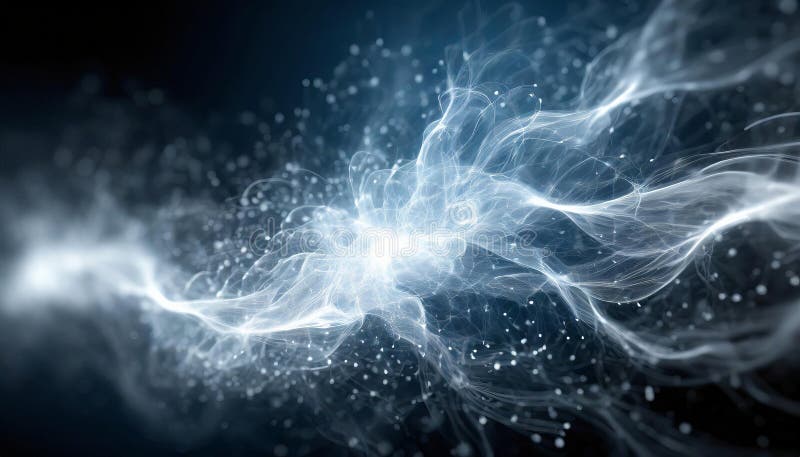 Energy Flow Abstract Background White Glowing Electric Particles, Smoke ...