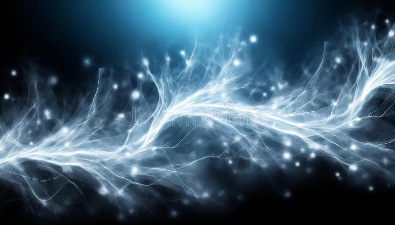 Energy Flow Abstract Background White Glowing Electric Particles, Smoke ...