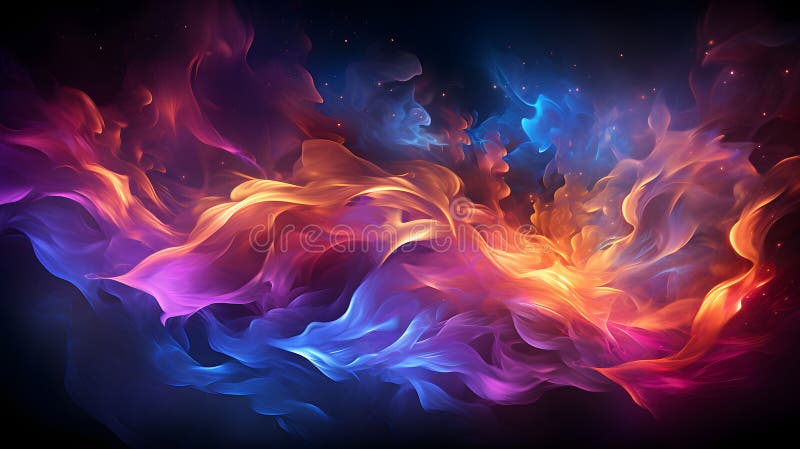 Energy Flow Background Large Waves of Energy Illustration. Starry Night ...