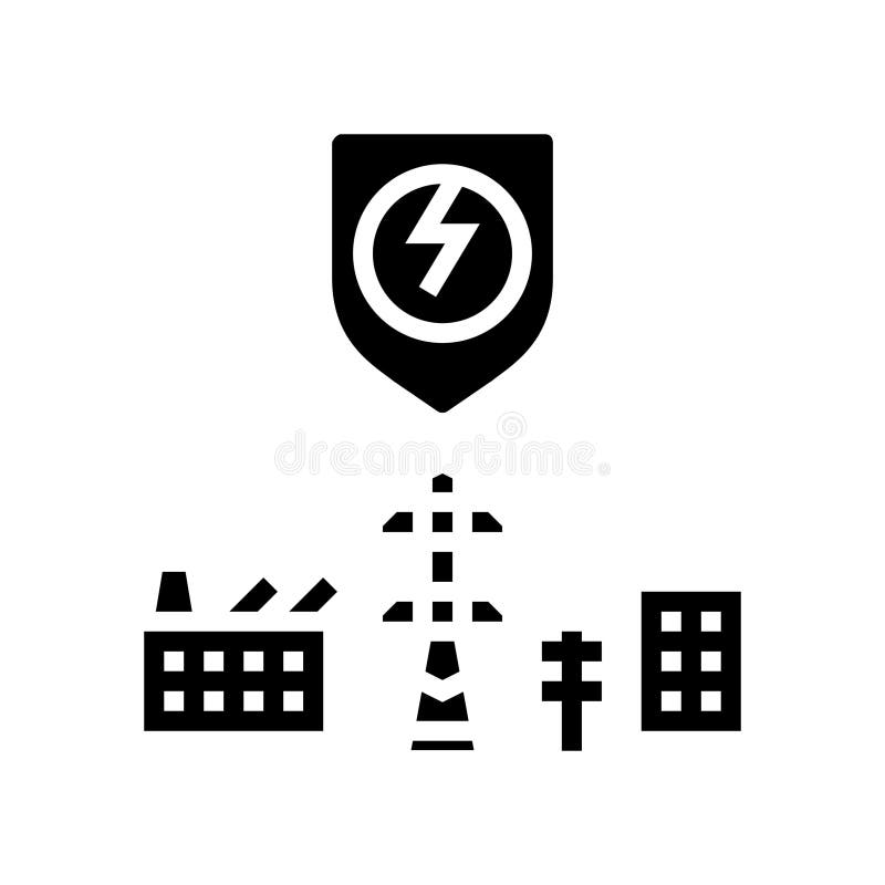 Energy Flow Control Electric Grid Glyph Icon Vector Illustration Stock ...