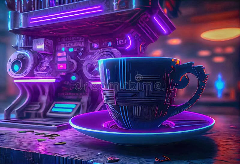 Energy Flow in a Futuristic Coffee Cup. Ia Generative. Stock ...