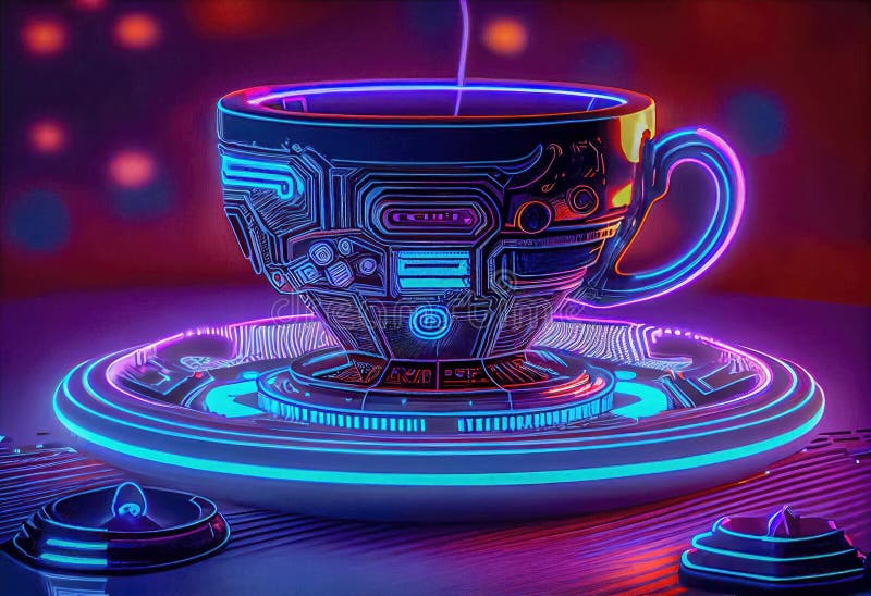 Energy Flow in a Futuristic Coffee Cup. Ia Generative. Stock ...