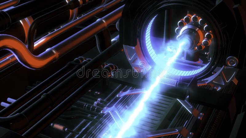 Energy Flow in Futuristic Engine. Motion. 3D Design of Technological ...