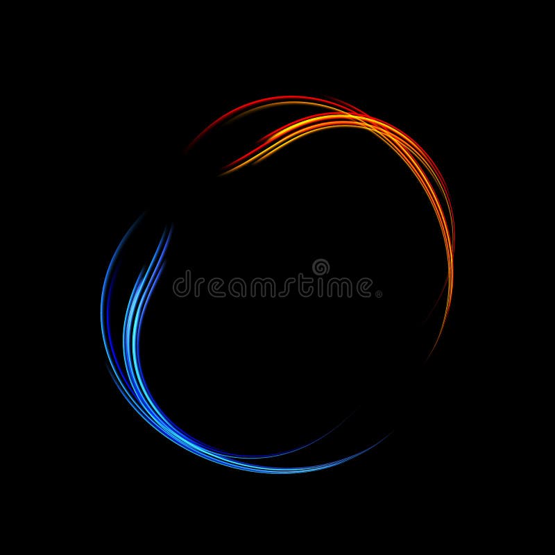 Energy Frame. Magic Light Neon Energy Circle. Glowing Fire Ring Trace ...