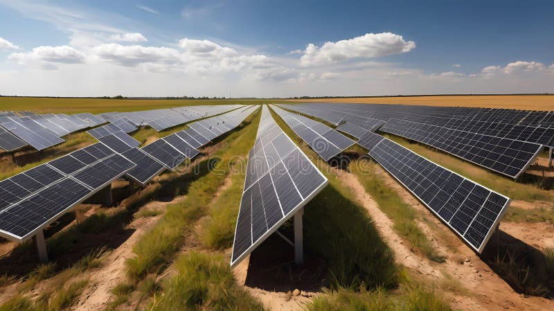 Energy of the Future: Rows of Solar Panels Convert Sunlight into Clean ...