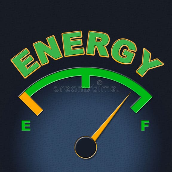 Energy Gauge Shows Power Source and Dial Stock Illustration ...