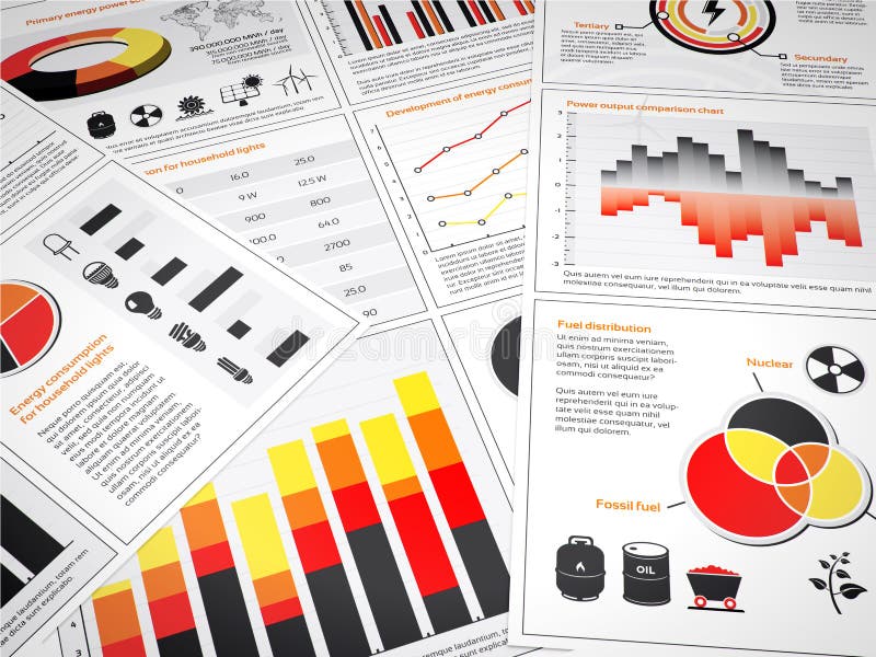 Energy graphs and charts stock illustration. Illustration of infochart ...