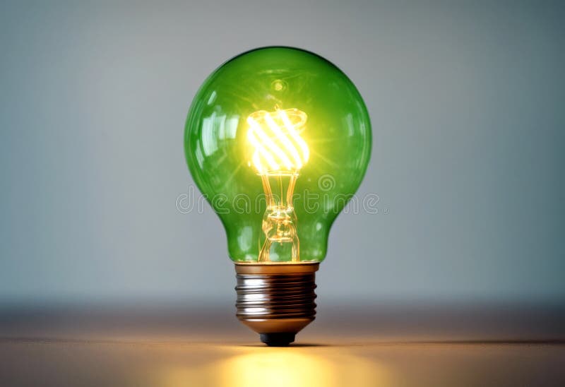 Energy Green Stem Concept Bulb Illuminated Light Led Stock Illustration ...