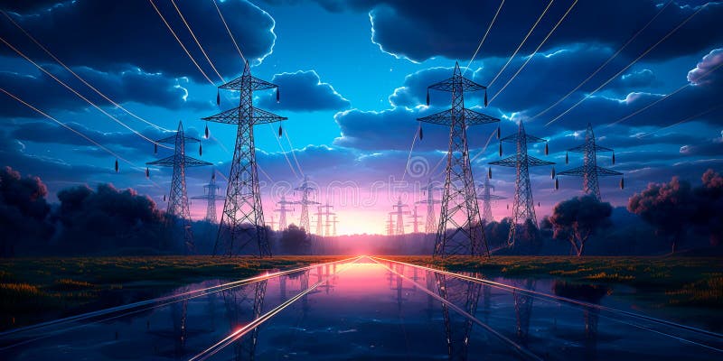 Energy Grid with Interconnected Power Lines and Renewable Energy ...