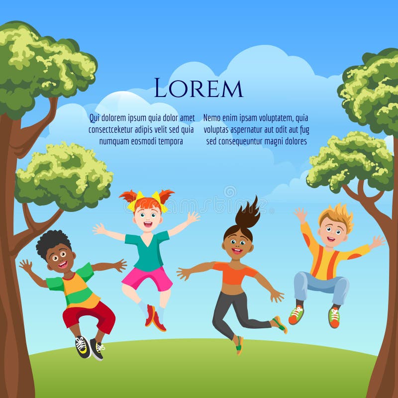 Energy and Happy Kids Poster Design Stock Vector - Illustration of mood ...