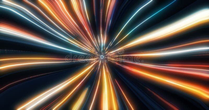 Energy Hyper Tunnel Multicolour Background with Neon Lights and Stripes ...