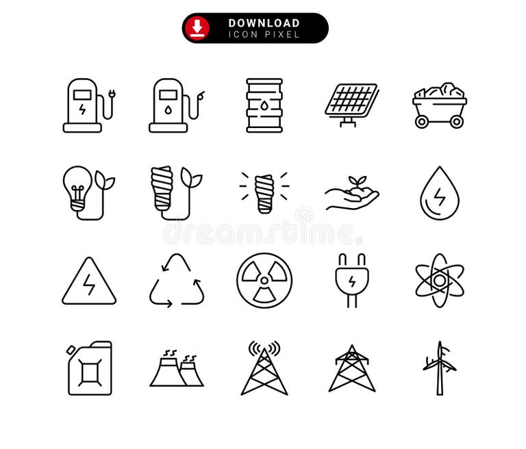 Energy Icon Editable Strok Stock Illustrations – 5 Energy Icon Editable ...