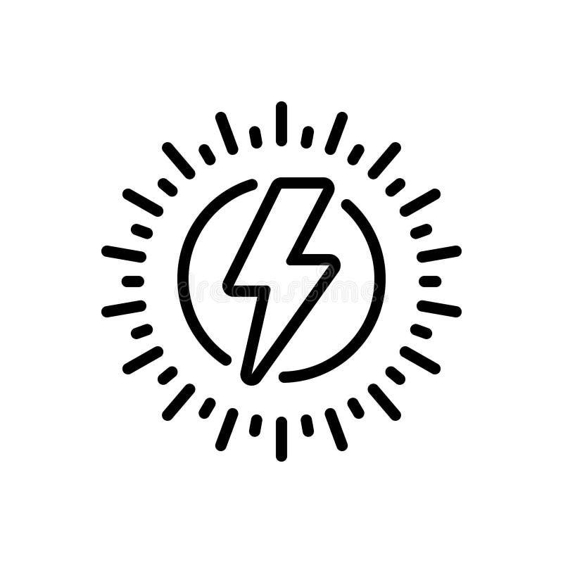 Black Line Icon for Energy, Bolt and Power Stock Vector - Illustration ...