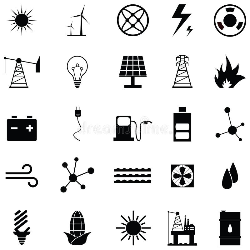 Energy icon set stock vector. Illustration of science - 107348473