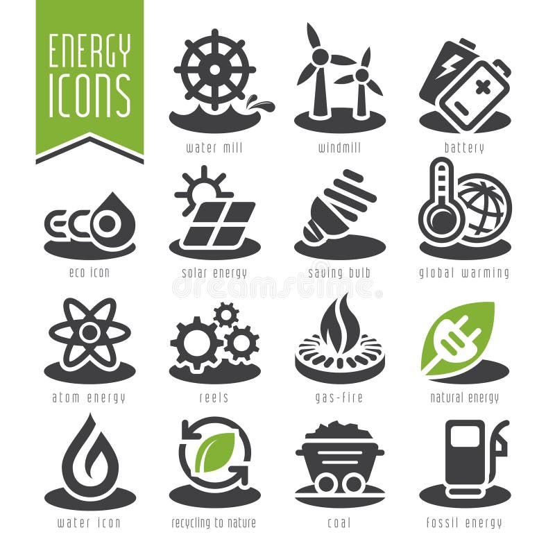 Energy icon set. stock vector. Illustration of bright - 90905815