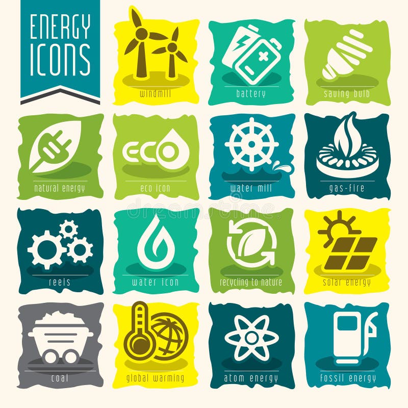 Energy icon set. stock vector. Illustration of green - 90905878