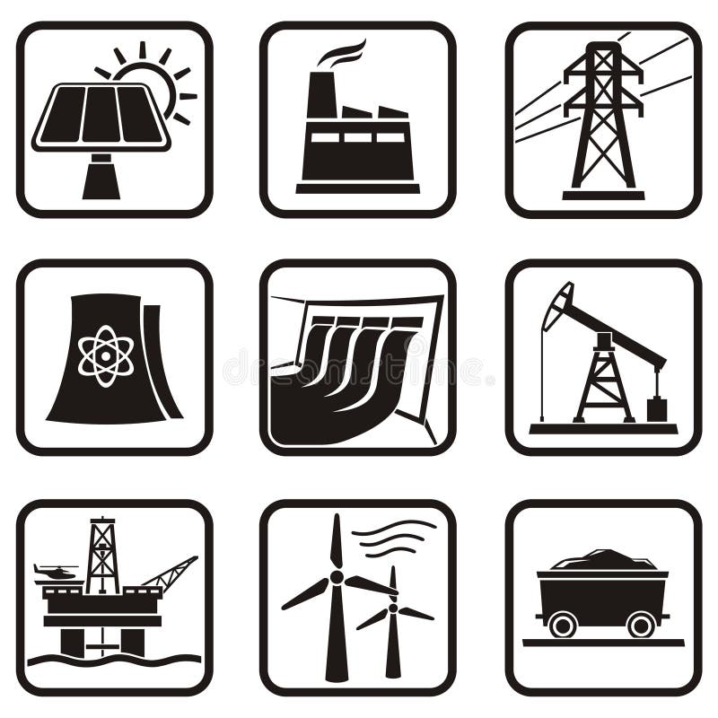 Vector black mining icons stock illustration. Illustration of power ...