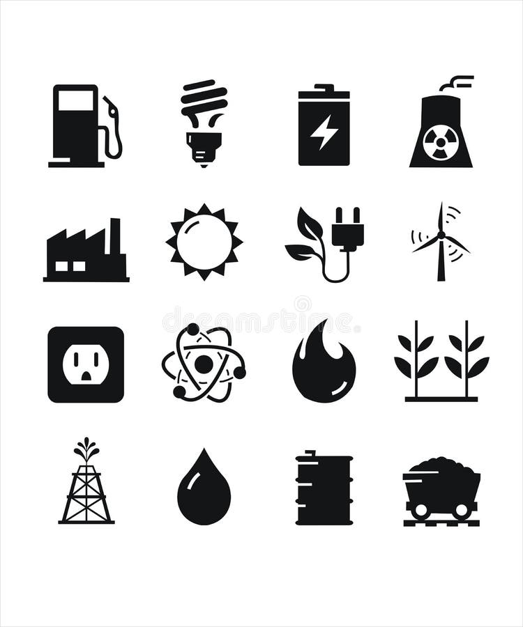 Vector Black Eco Energy Icons Set Stock Vector - Illustration of ...