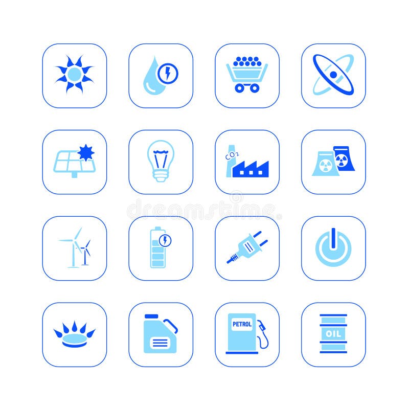 Energy icons - blue series stock vector. Illustration of pump - 19662143