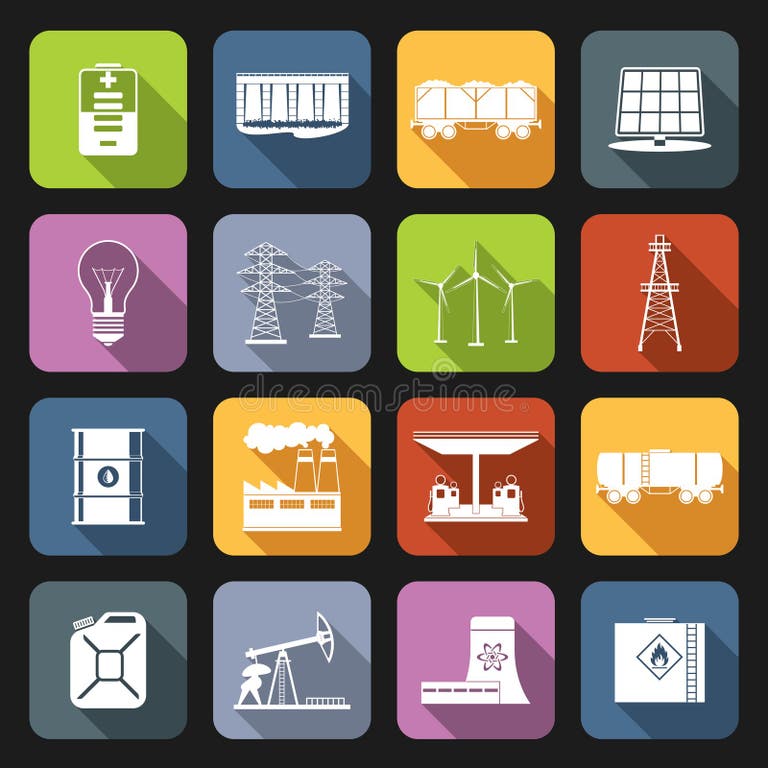 Energy Power Flat Icons Set Stock Illustrations 20 158 Energy Power