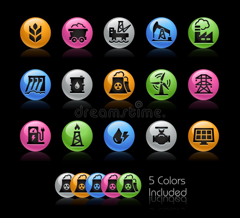 Energy Icons // Gelcolor Series Stock Vector - Illustration of biomass ...