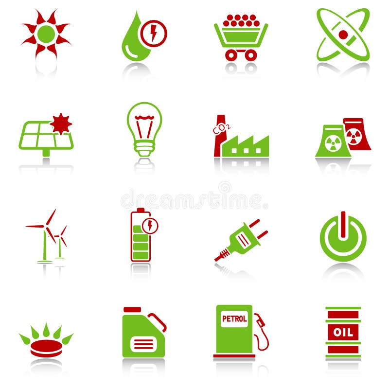 Energy & Resource Icon Set Stock Vector - Illustration of factory ...