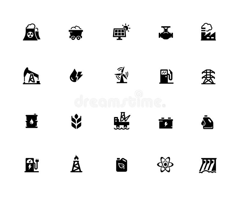 Energy Icons // 32 Pixels Icons White Series Stock Vector ...