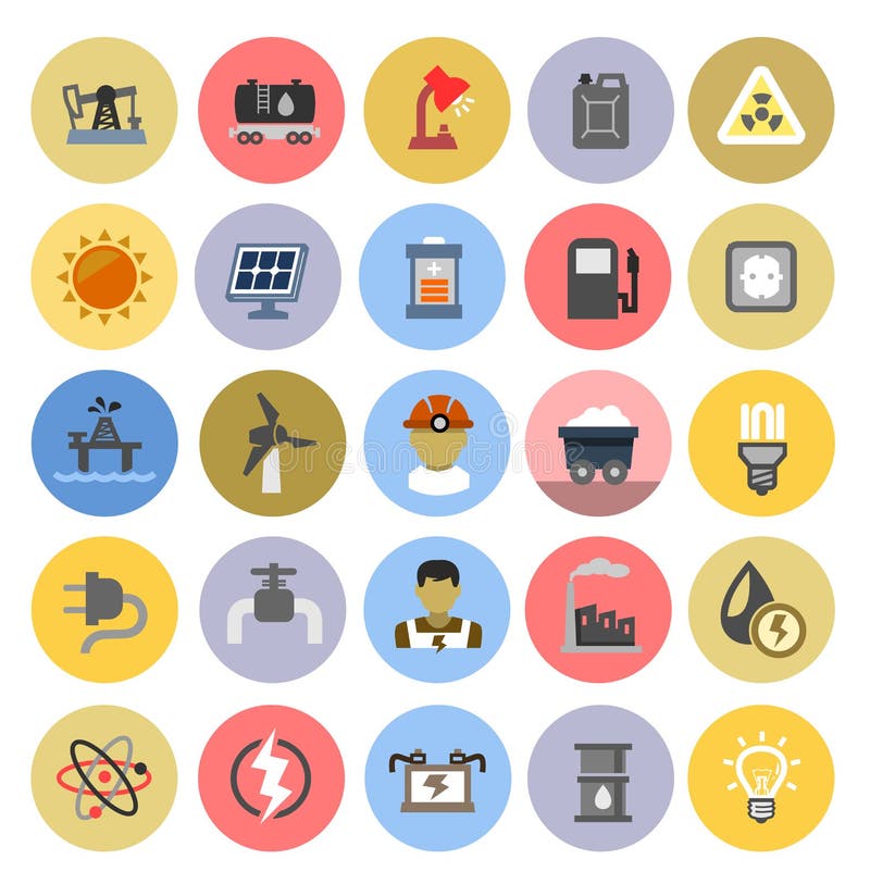 Home Energy Control Flat Icons Set Stock Vector - Illustration of ...