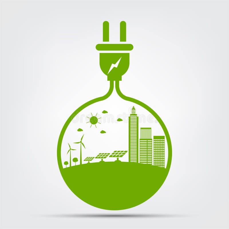 Energy Ideas Save the World Concept Power Plug Green Ecology,Vector ...