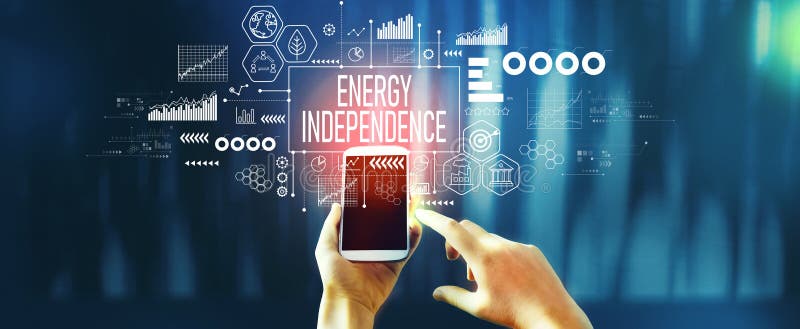 Energy Independence Concept with Person Using Smartphone Stock Image ...