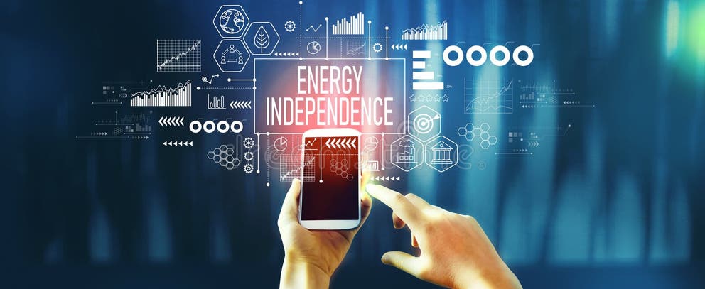 Energy Independence Concept with Person Using Smartphone Stock Image ...