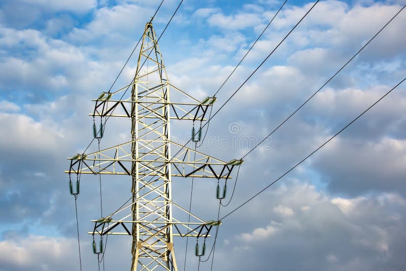 Energy Industry. High Voltage Tower with Power Wires Against the ...