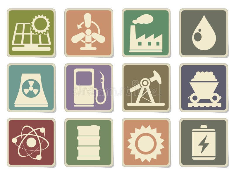 Energy and Industry Icons Set Stock Vector - Illustration of power ...