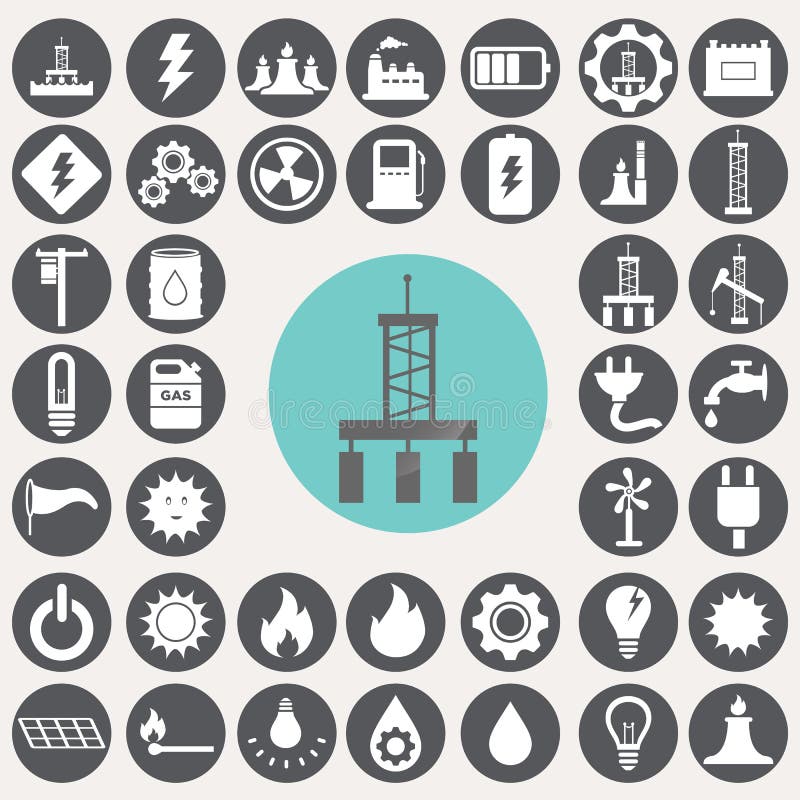 Energy and Industry Icons Set. Stock Illustration - Illustration of ...