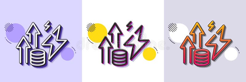Energy Inflation Line Icon. Electric Power Up Trend Sign. Halftone ...