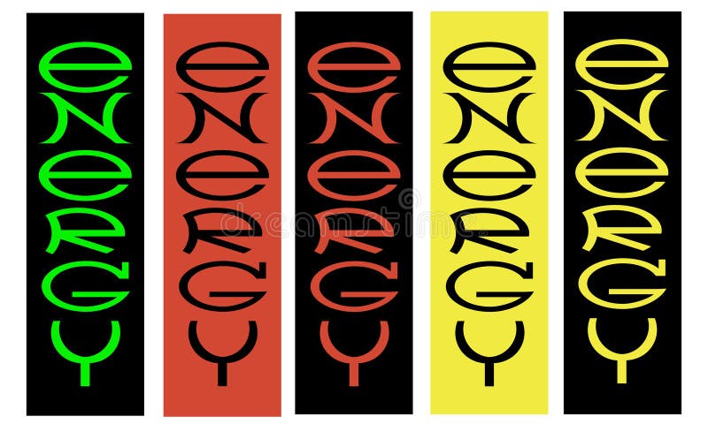 Energy Inscription in the Form of a Symbol, Sticker of Various Colors ...
