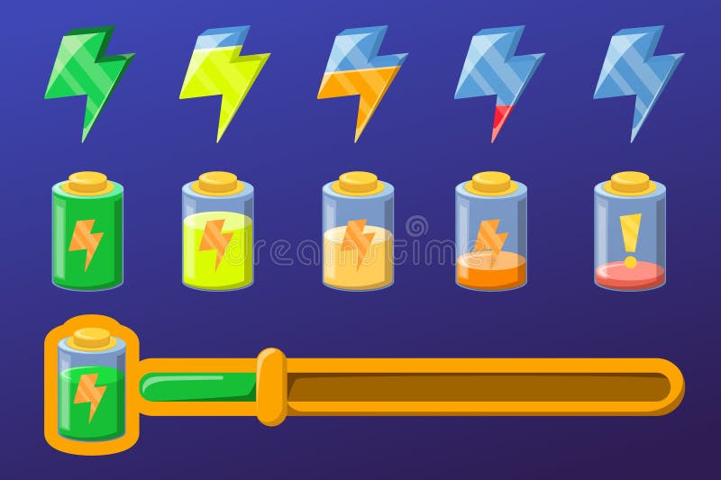 Energy Level Set. Collection of Game Icons Stock Vector - Illustration ...