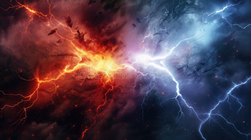 Energy Lightning Collision Powerful Stock Illustration - Illustration ...