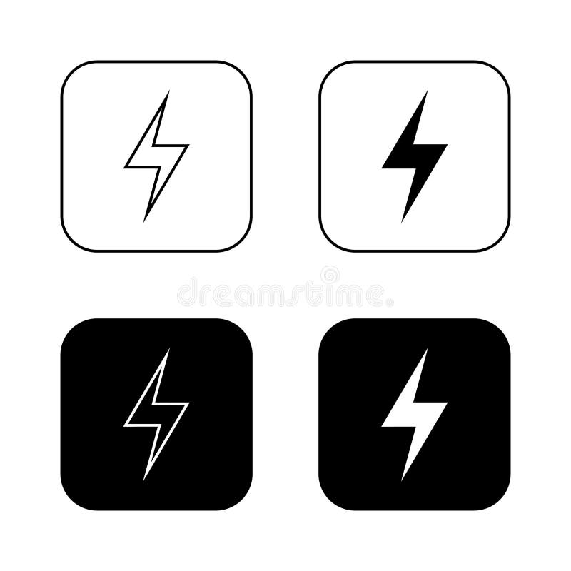 Energy, Lightning Icon on Black Square Stock Vector - Illustration of ...