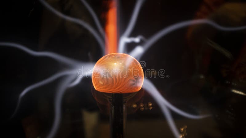 Energy Lightning Rays from an Orange Core Sphere Stock Image - Image of ...